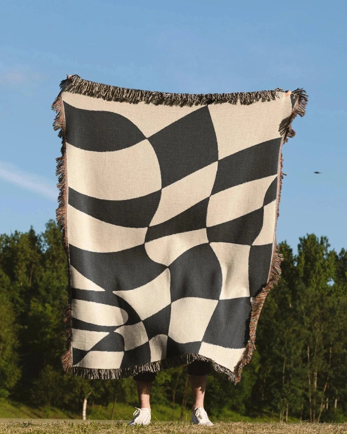 Distorted Check Throw Blanket | imperf
